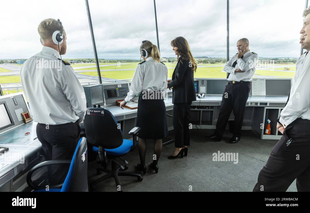The Princess of Wales stands in the the control tower during a visit to ...