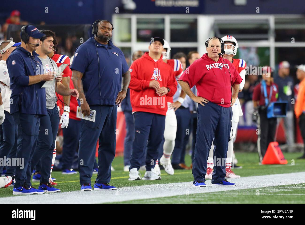 Foxborough, MA, USA. 17th Sep, 2023. MA, USA; New England Patriots head ...