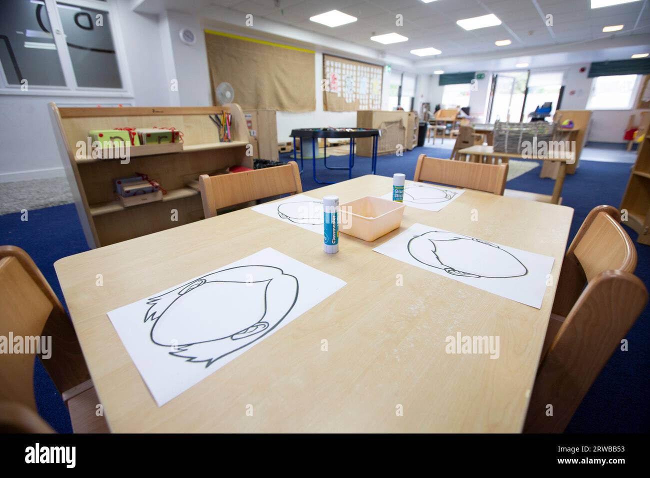 Nursery classroom scene for primary aged school children full of ...