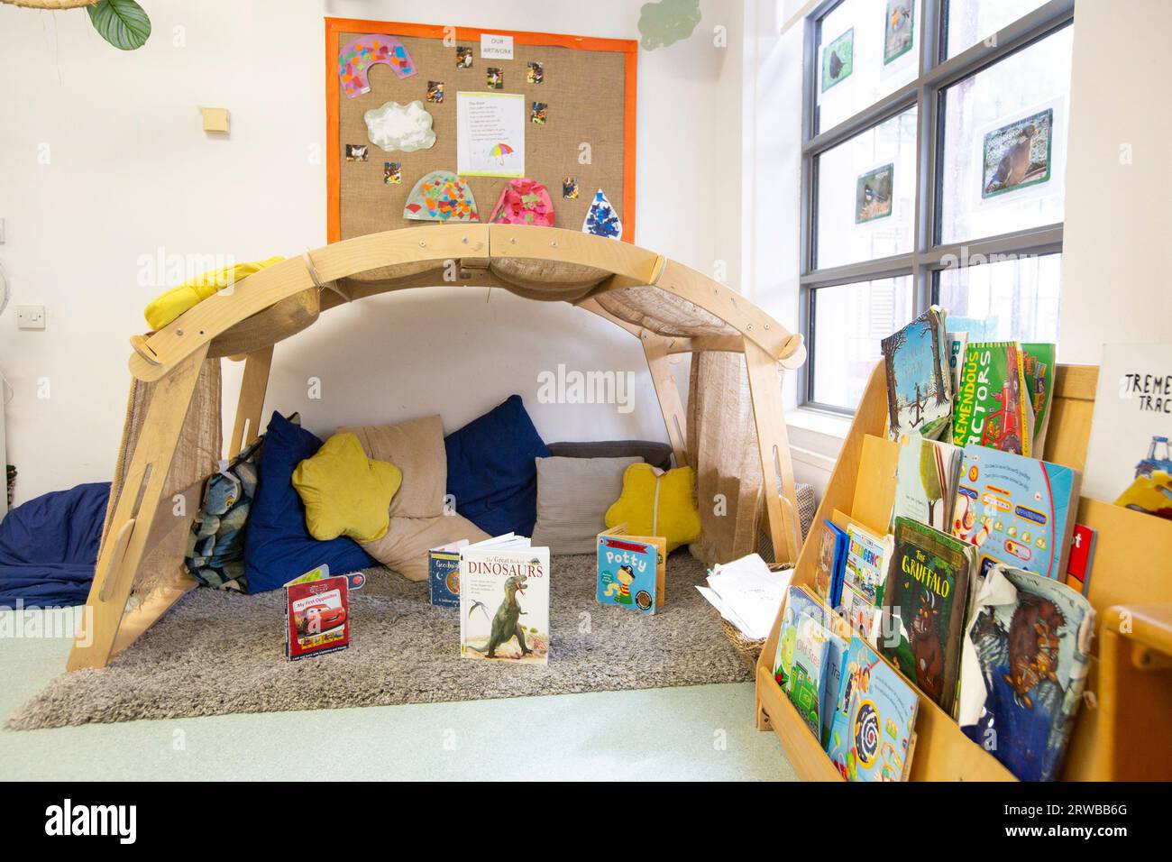 Nursery classroom scene for primary aged school children full of ...