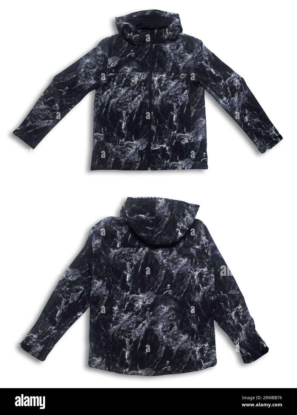 Blank template realistic coach jacket with ziper front and back ...