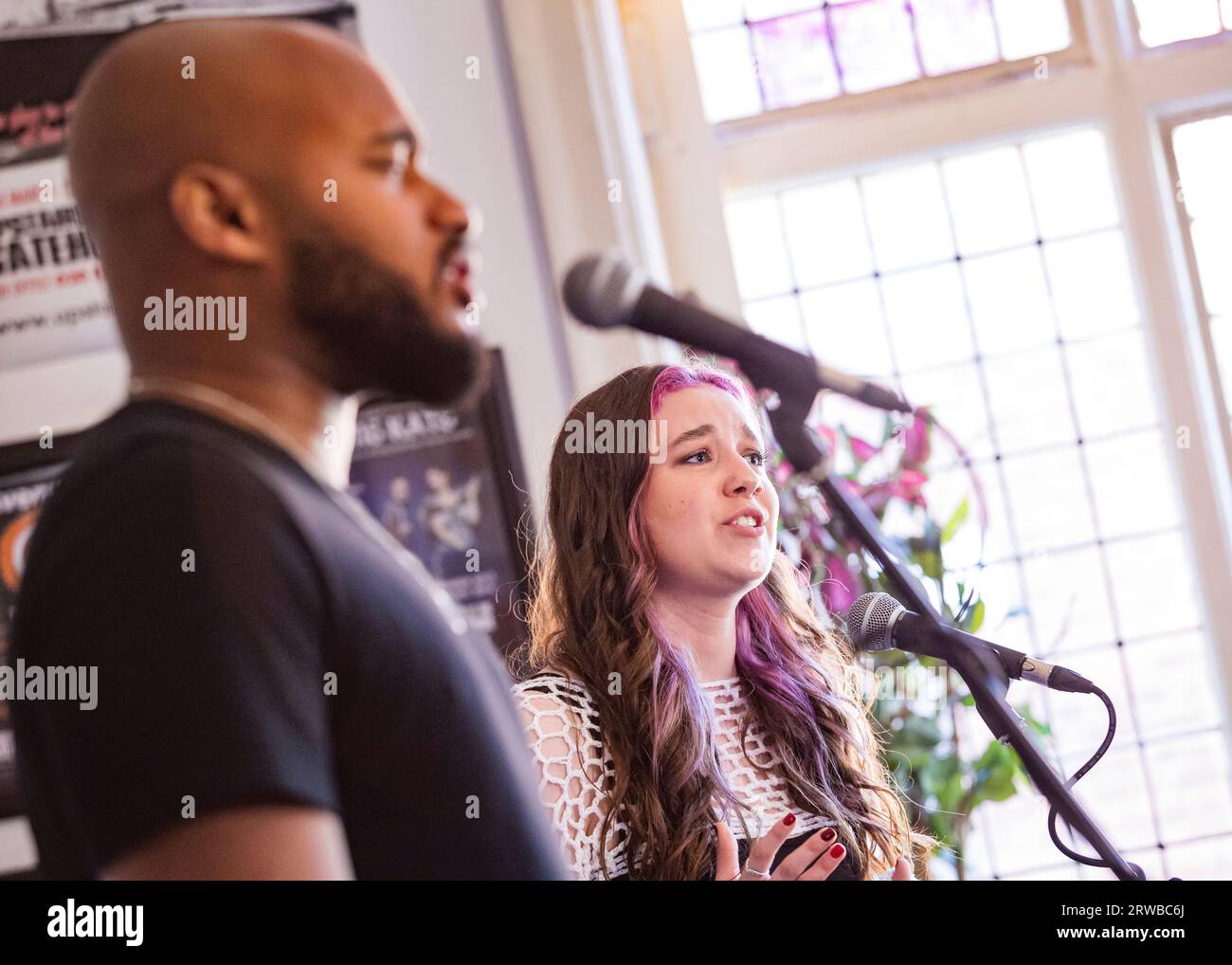 Dominic Hartley Harris and Ellie Balmer recording West End New Friends ...