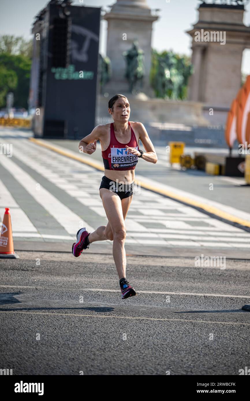 Karen Ehrenreich participating in the marathon at the World Athletics ...