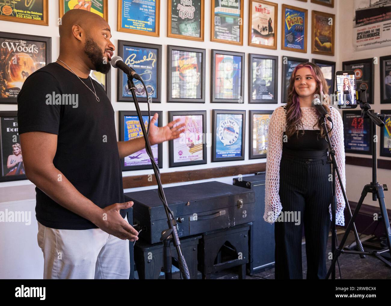 Dominic Hartley Harris and Ellie Balmer recording West End New Friends ...
