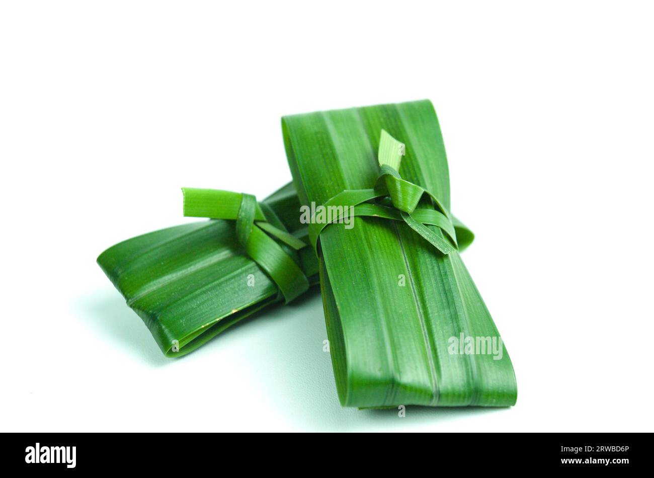 (Pandanus amaryllifolius) Fresh green pandan leaves isolated on white ...