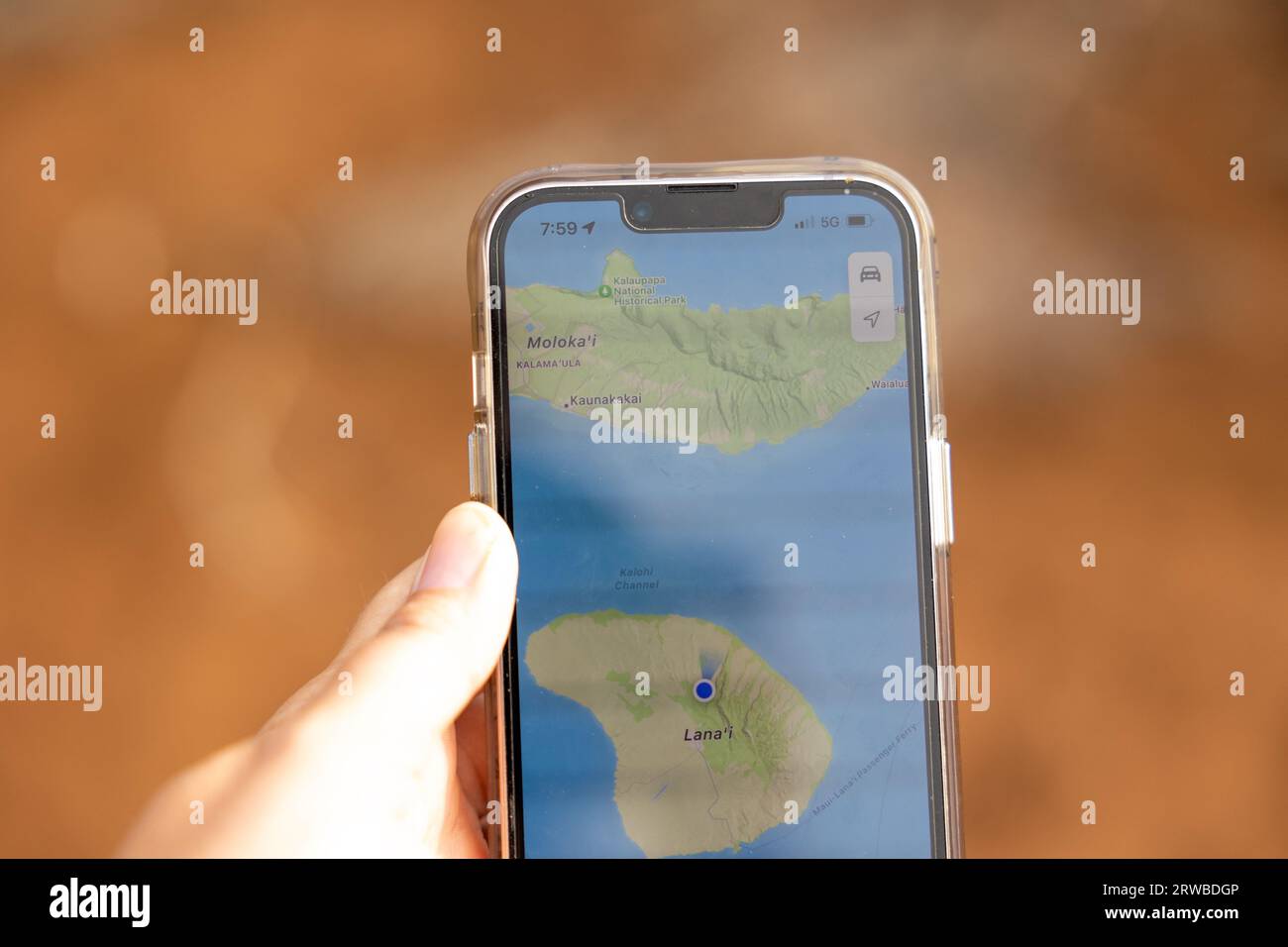 Map showing Lanai and Molokai, Hawaii Stock Photo - Alamy