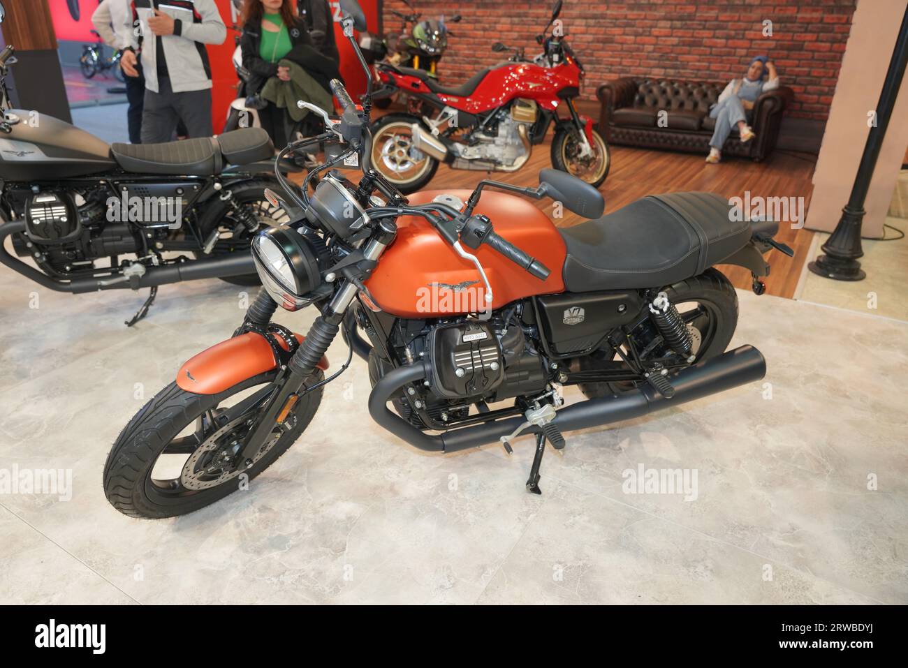 ISTANBUL, TURKIYE - APRIL 29, 2023: Moto Guzzi V7 Stone motorcycle on ...