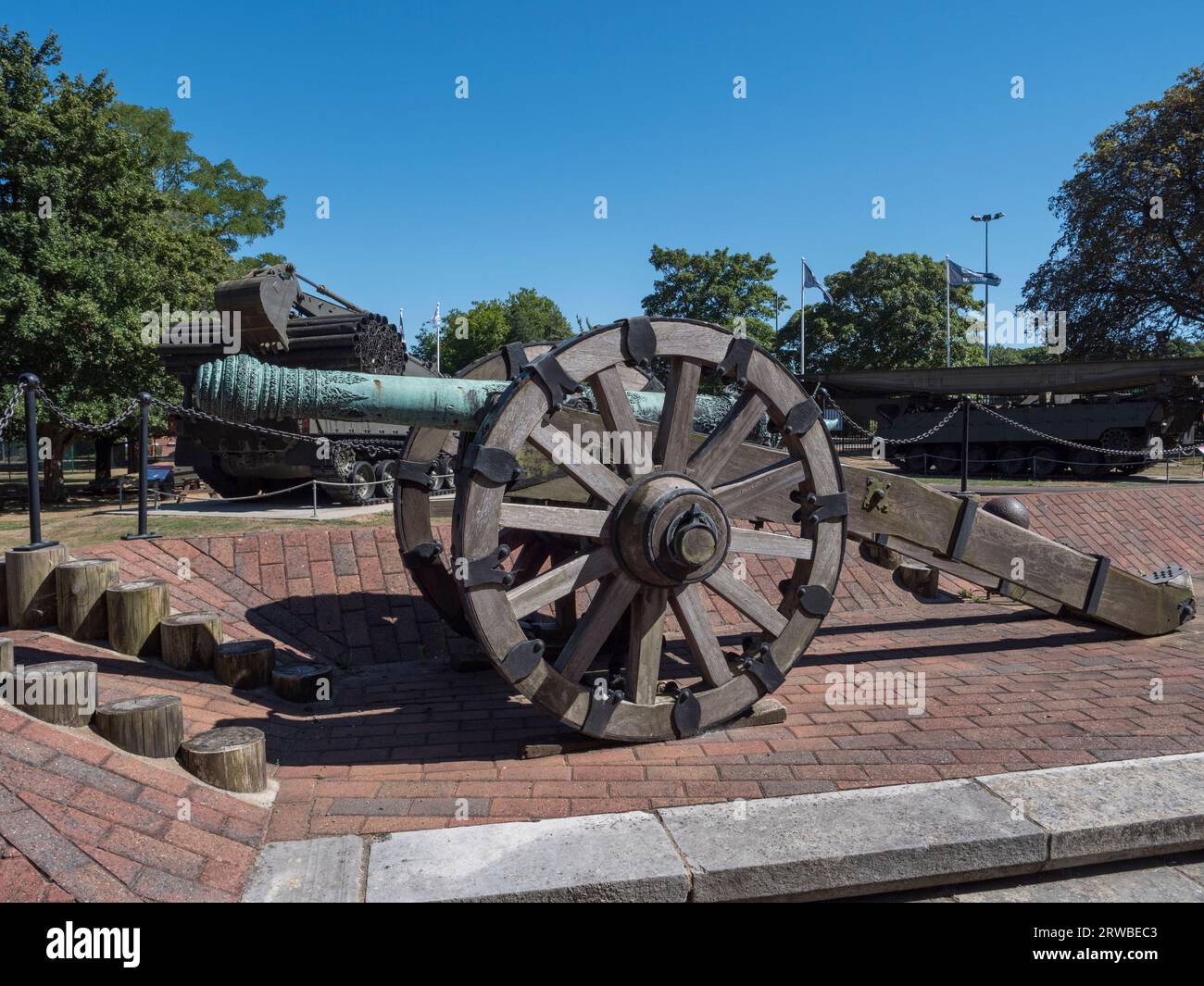 One of a pair of Burmese Guns on display outside the Royal Engineers ...