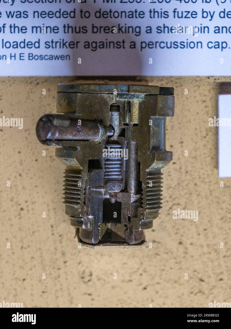 A cut away T Mi Z35 pressure fuse (c 1935) on display in the Royal ...