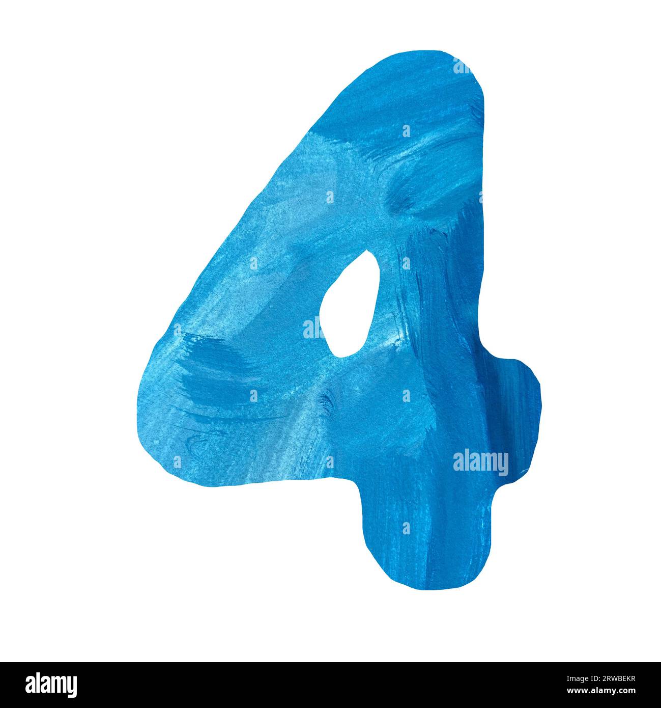 Number four blue watercolor hand drawn sketch Stock Photo - Alamy