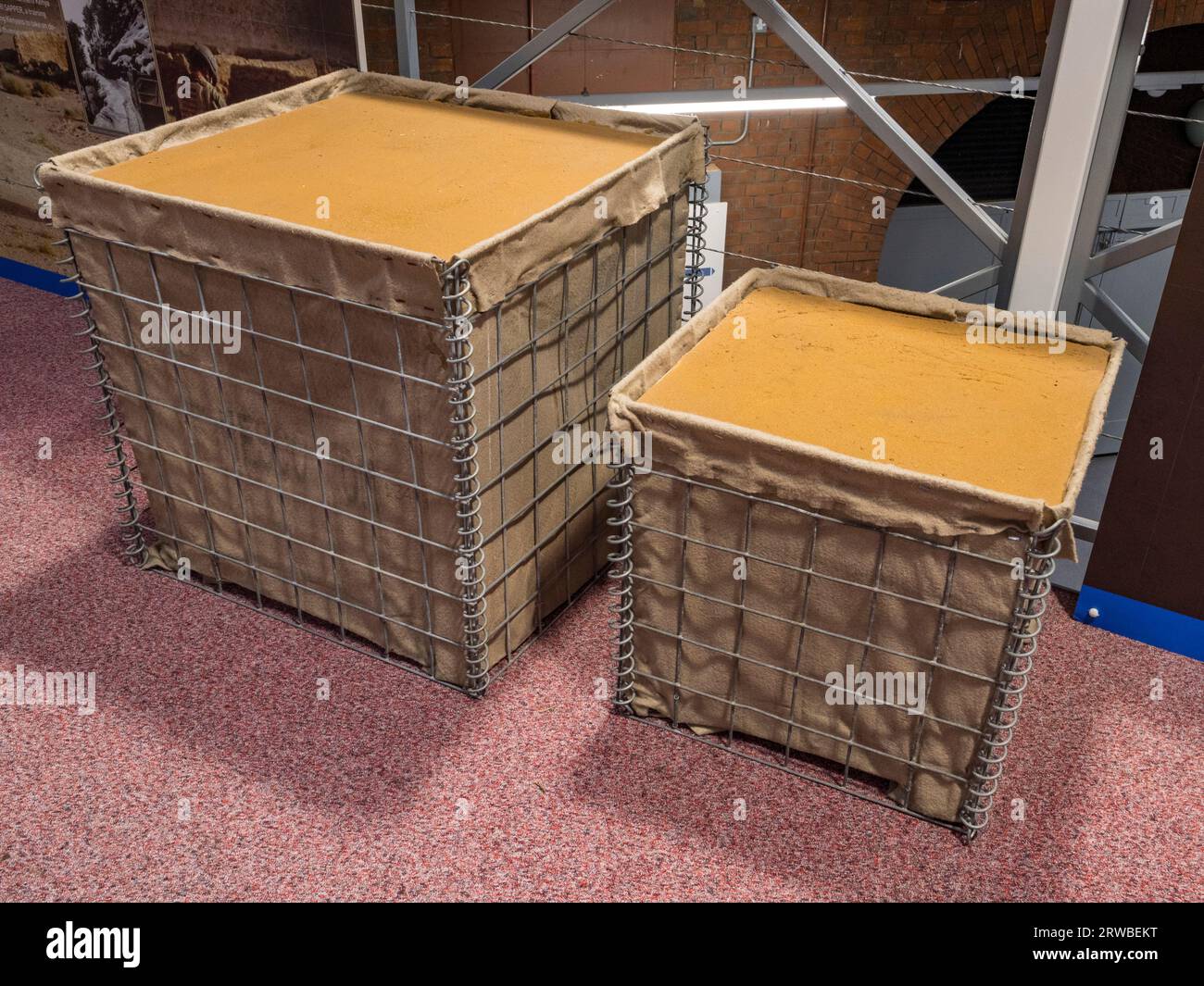 A section of Hesco Bastion (Concertainer) first used 1991 on display in ...