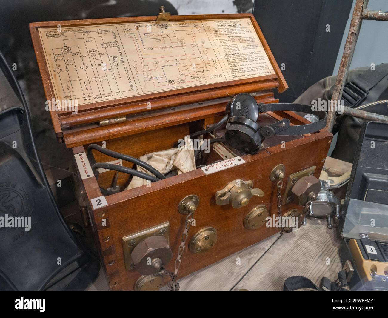 Inter-war period 2-man divers' telephone (Siebeon Gorman Ltd.) display ...