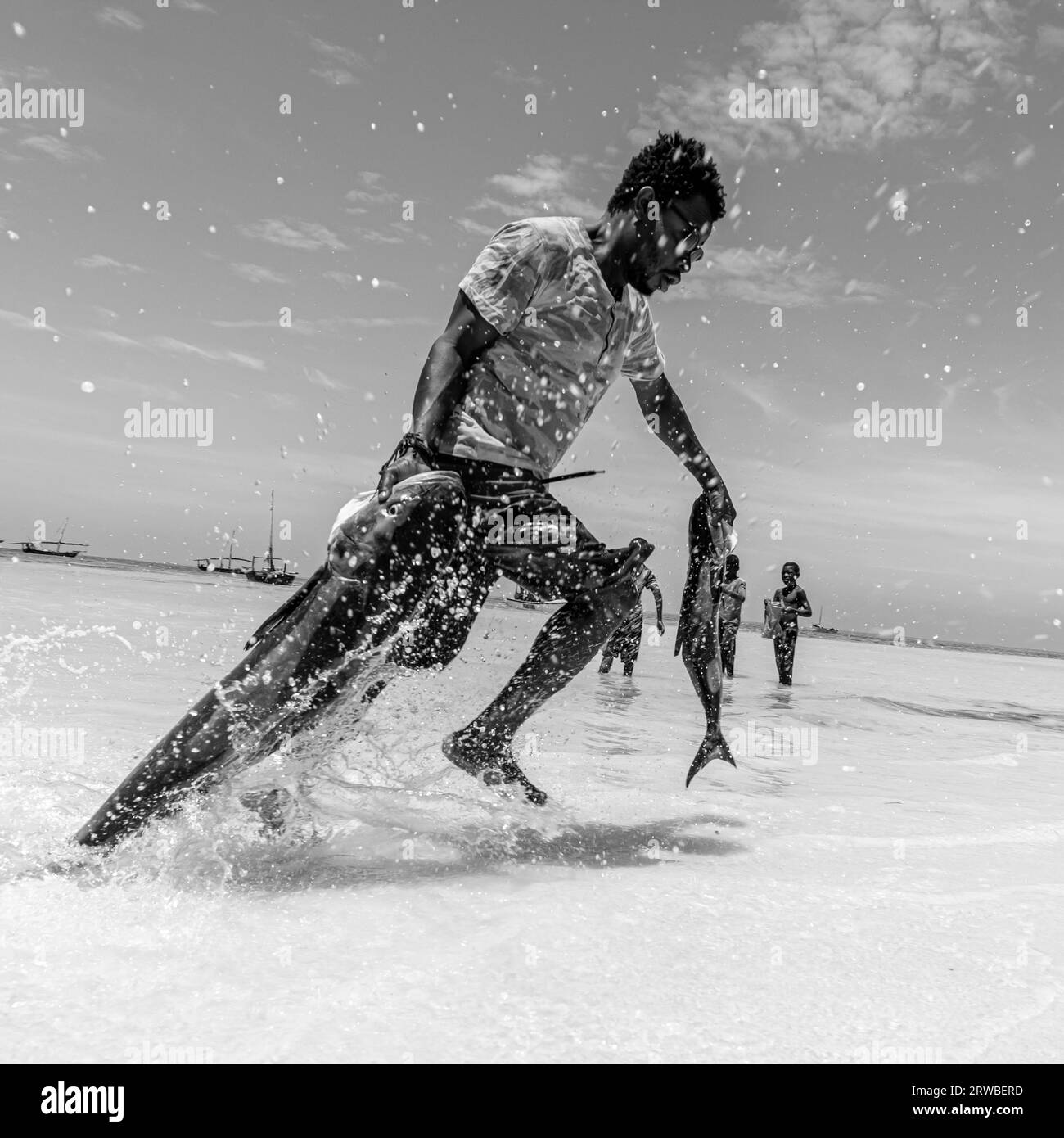 Handsome excited man in Black and White Stock Photos & Images - Alamy