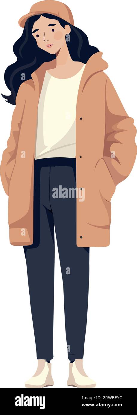 Trendy woman wearing coat Stock Vector Images - Alamy