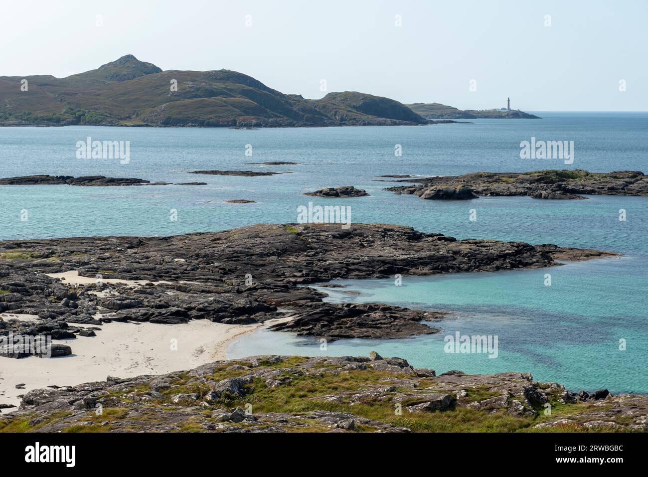 View of Ardnamurchan Lighthouse from Sanna Bay, Ardnamurchan Peninsula ...