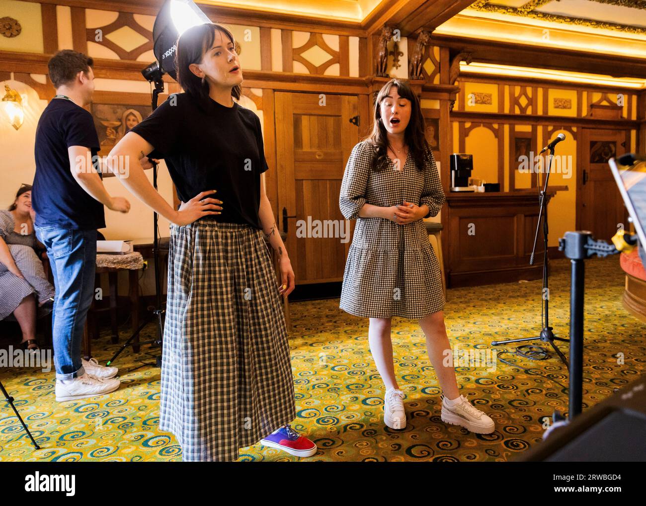 Ellie Skye and Laura Hickie recording West End New Friends at the ...