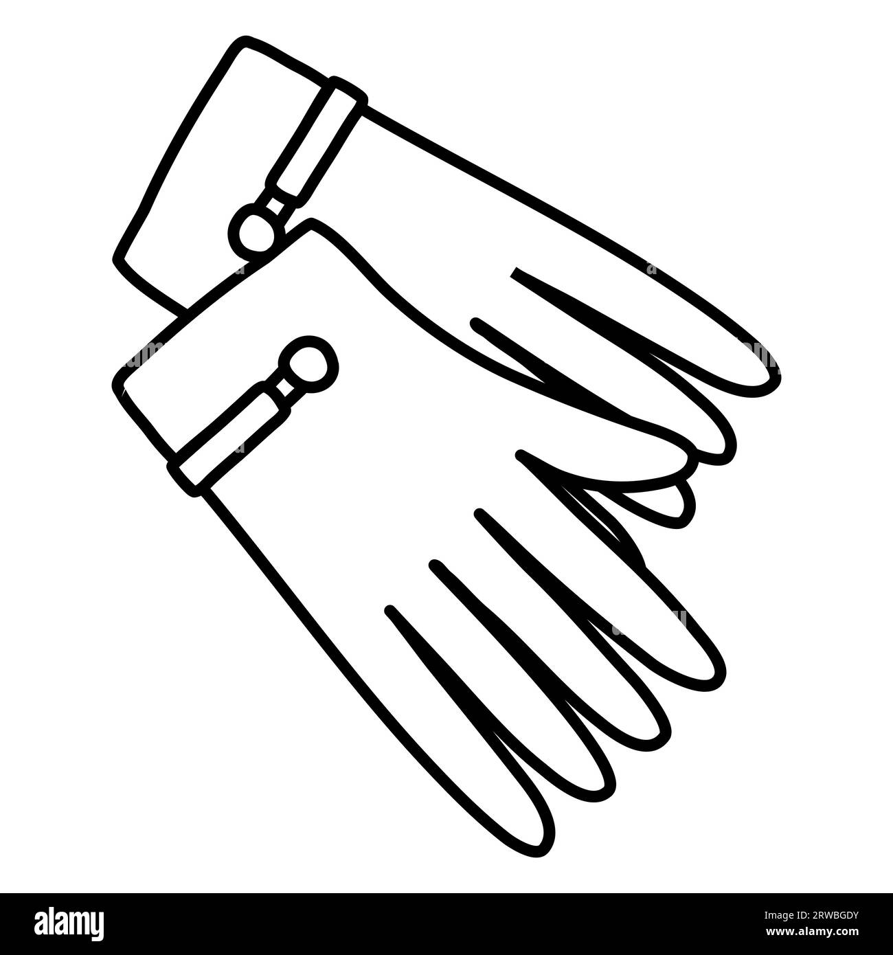 Pair of elegant warm gloves, doodle style flat vector outline ...