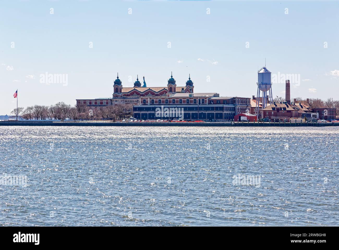 Ellis Island viewed from Liberty State Park, New Jersey: The four ...