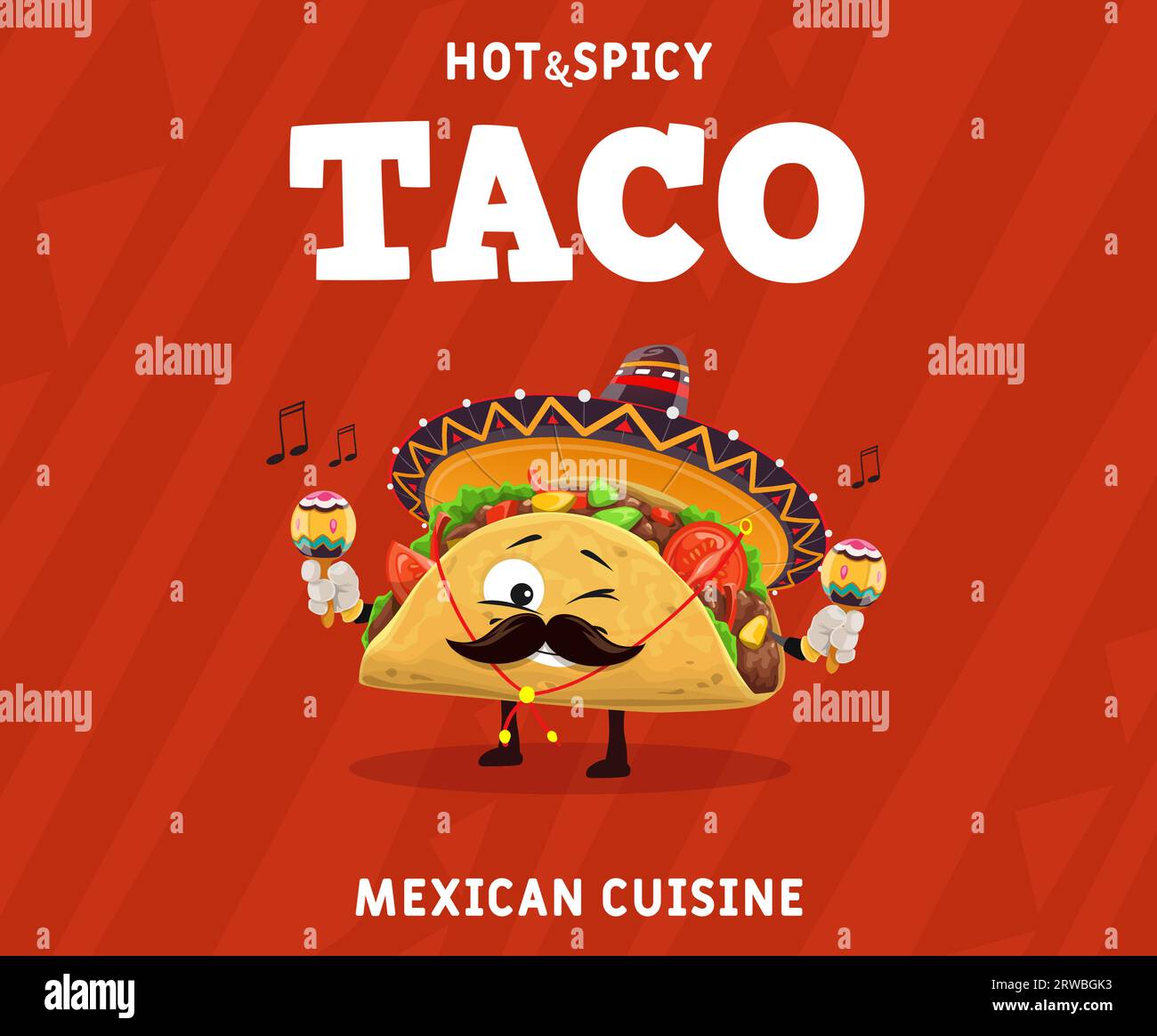Cartoon hot and spicy mexican tacos mariachi musician character. Vector ...