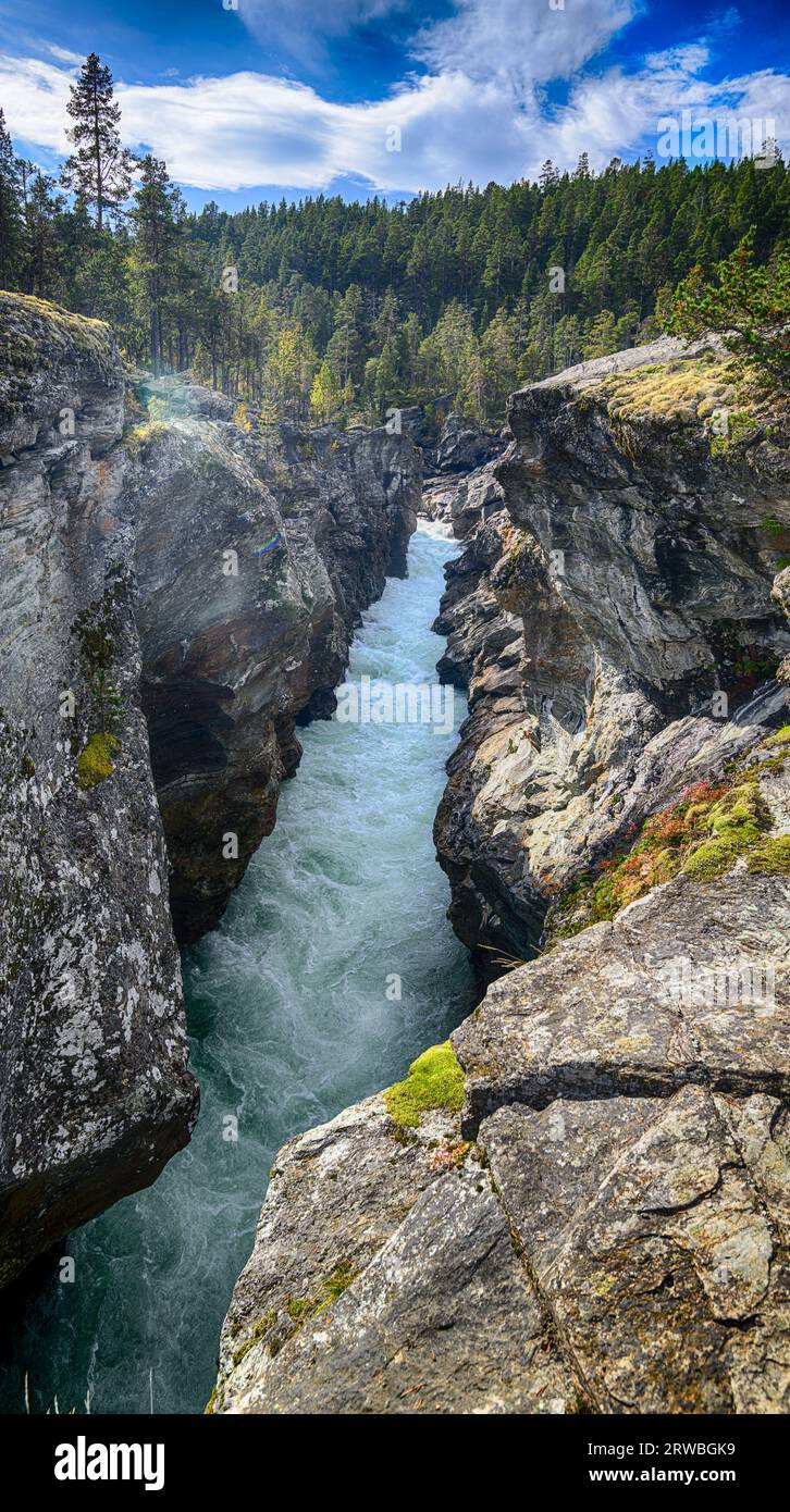 The Knight’s leap is a narrow gorge in Sjodalen (Rasndsverk, Innlandet ...