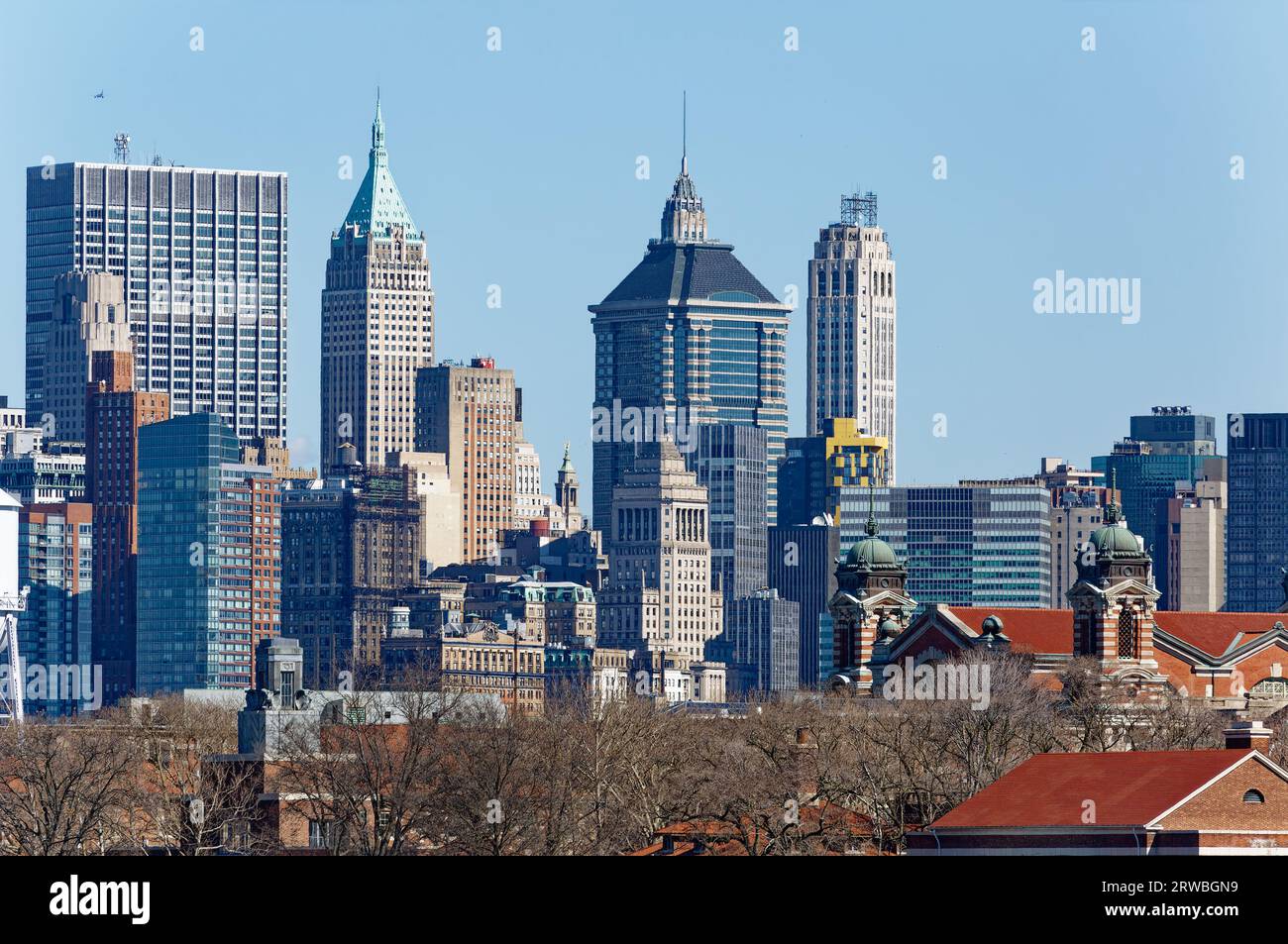 Ellis Island viewed from Liberty State Park, New Jersey: New York City ...