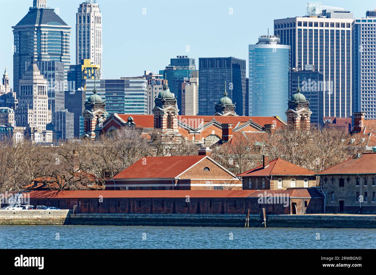 Ellis Island viewed from Liberty State Park, New Jersey: New York City ...
