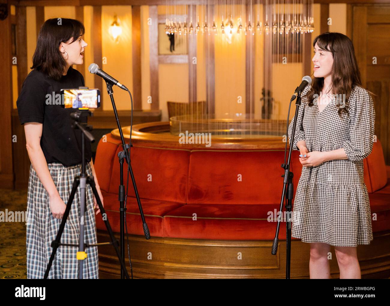 Ellie Skye and Laura Hickie recording West End New Friends at the ...
