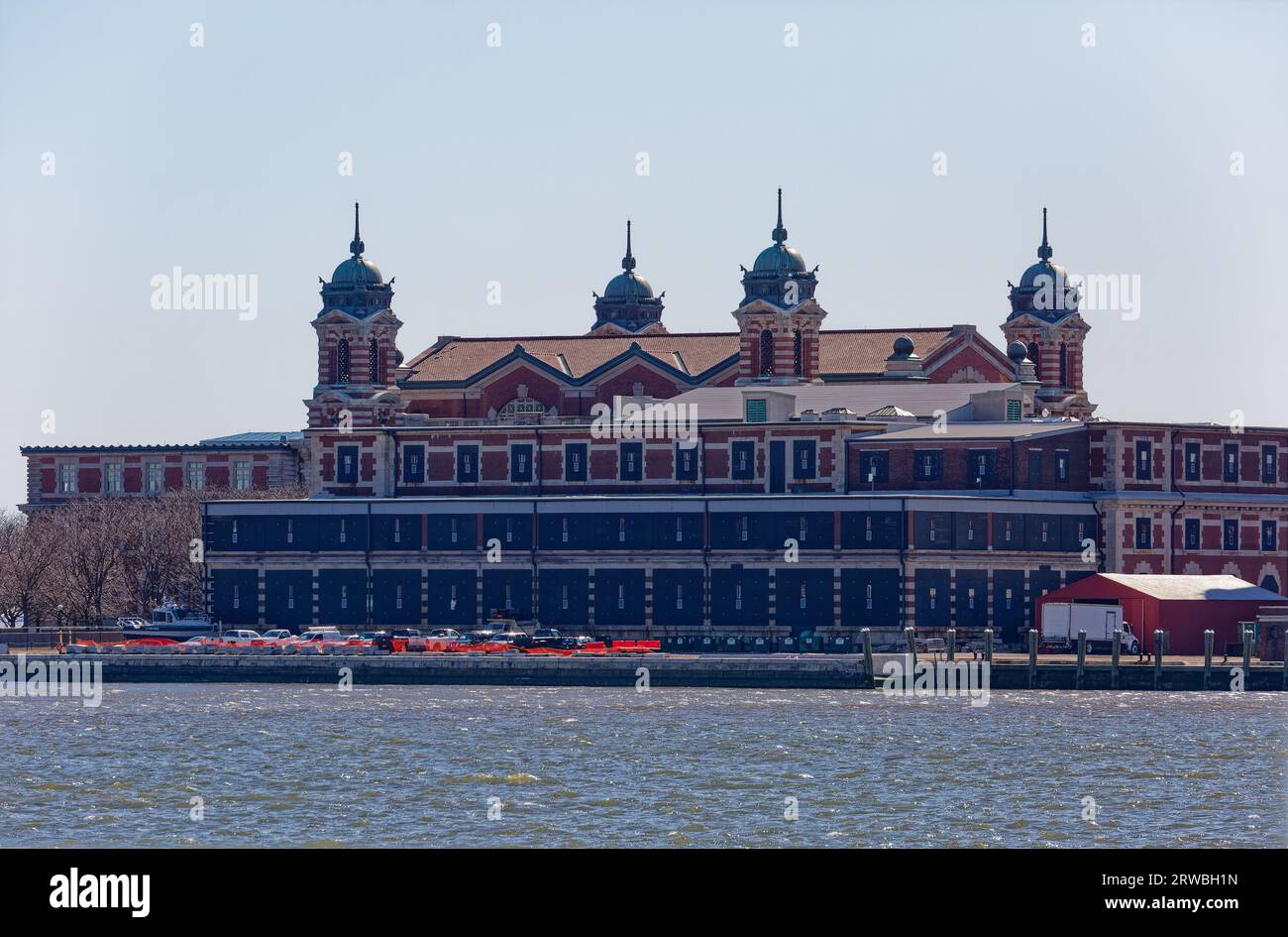 Ellis Island viewed from Liberty State Park, New Jersey: Baggage and ...