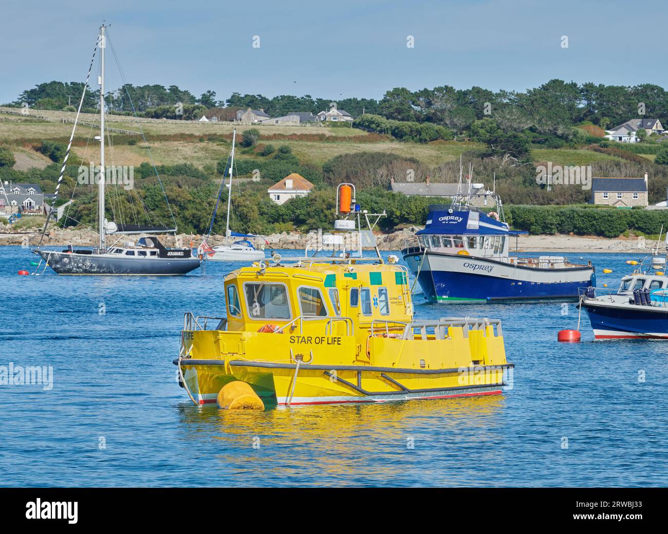 Star of Life, NHS floating ambulance boat in St Mary's harbour, Hugh ...