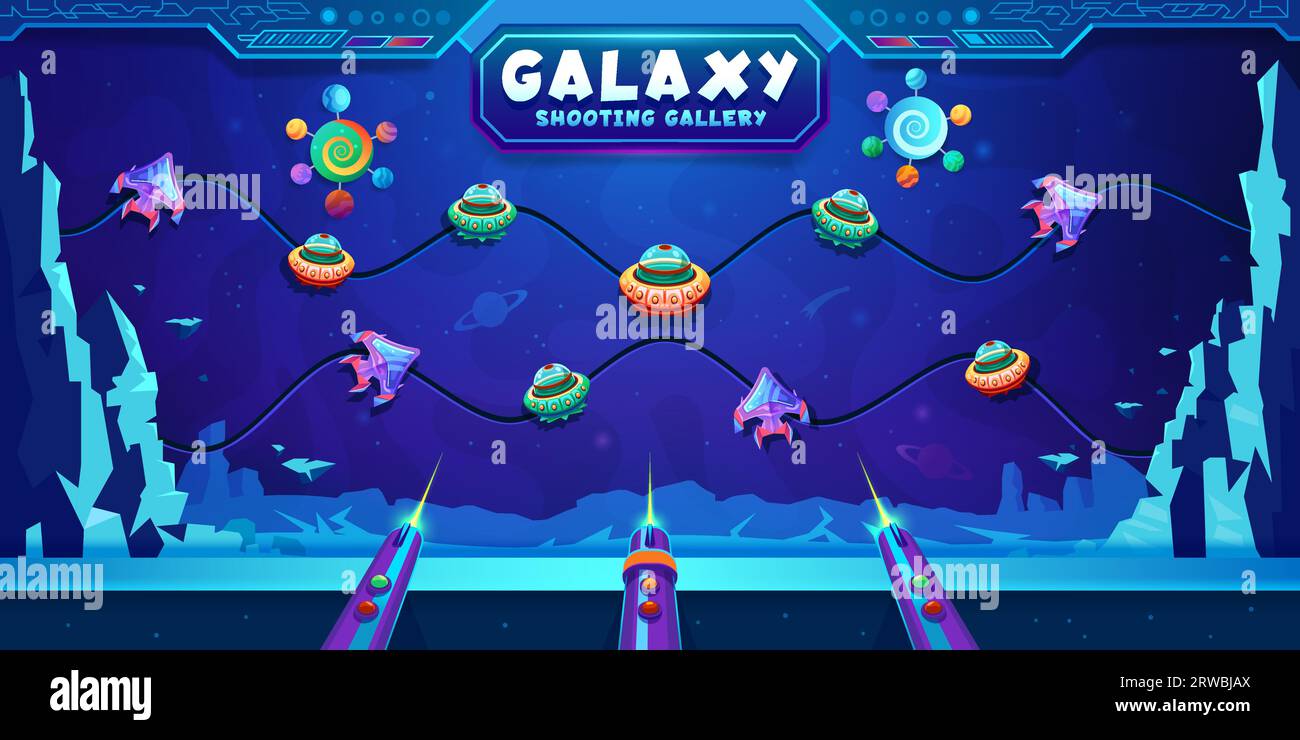Galaxy ufo and starships hunting, carnival shoot game, shooting range ...