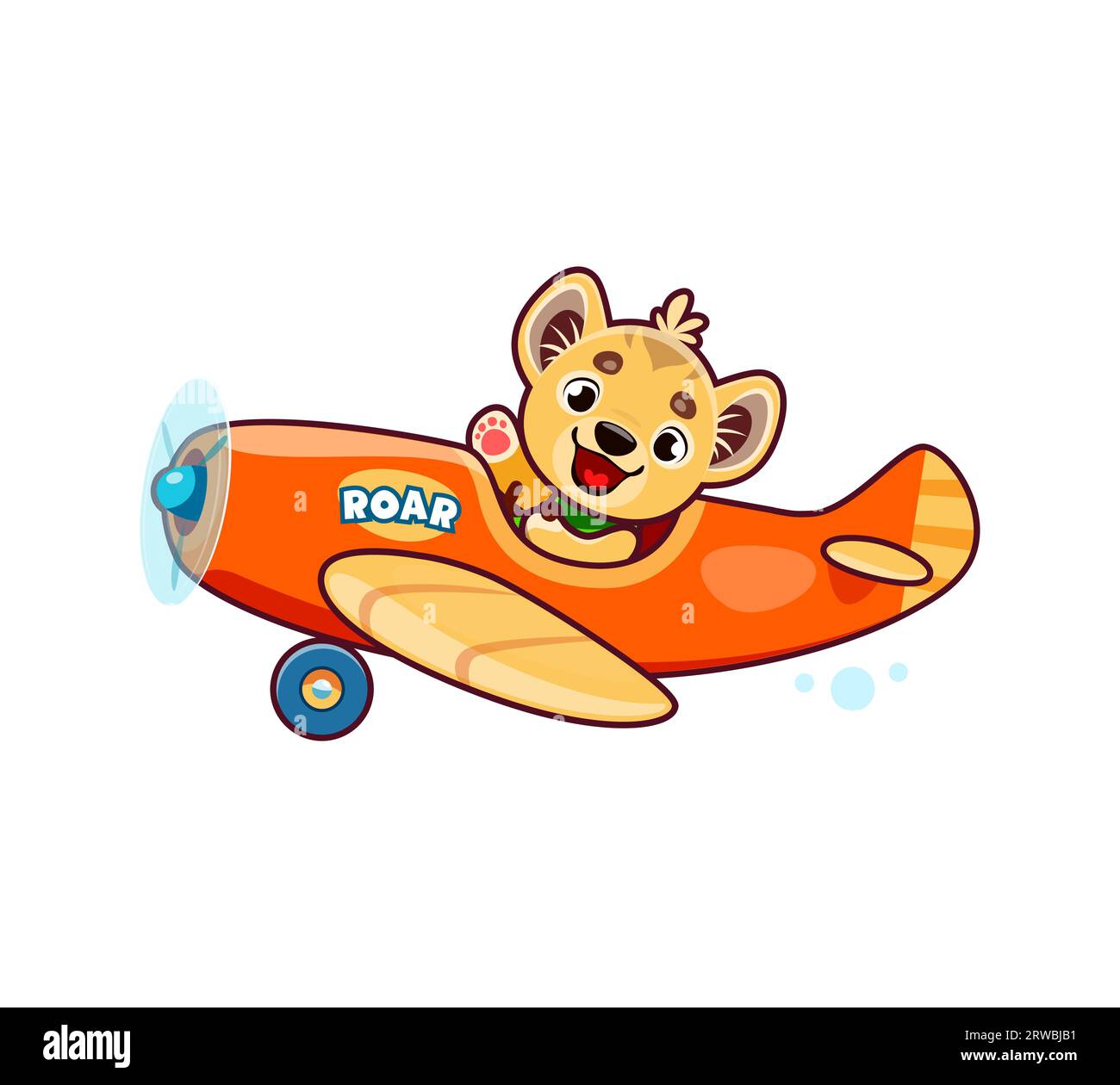 Cartoon cute lion baby animal character on plane. Animal kid airplane ...