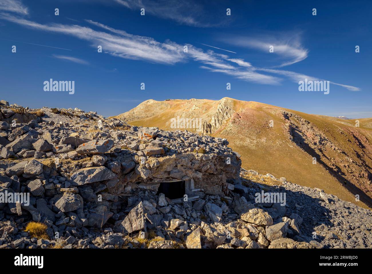 Tosa d'Alp mountain in autumn seen from a bunker on the Línea P ...