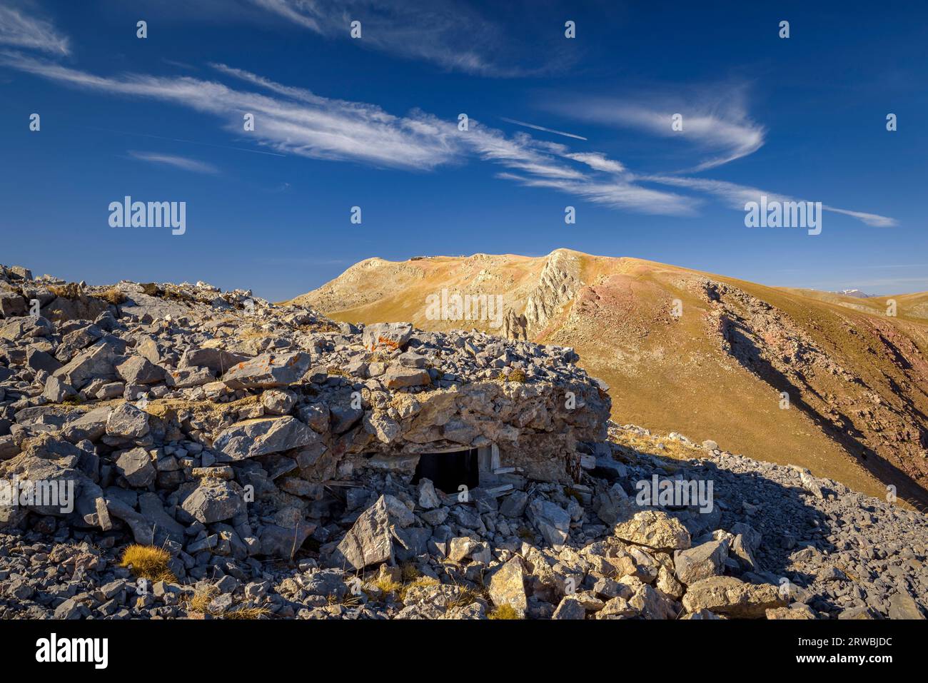 Tosa d'Alp mountain in autumn seen from a bunker on the Línea P ...