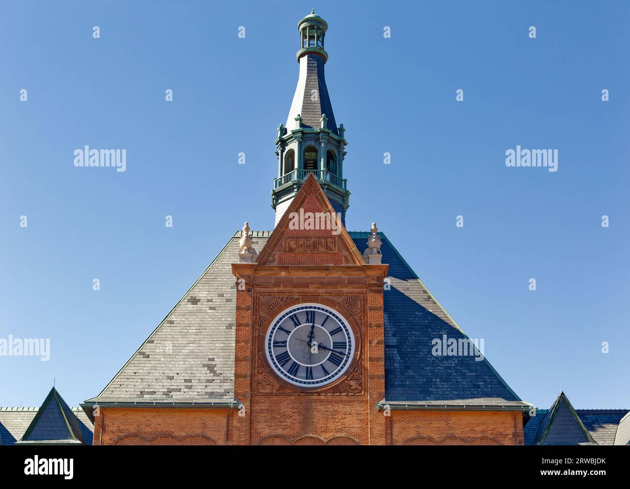 Central Railroad of New Jersey Terminal: Detail, clock tower Stock ...