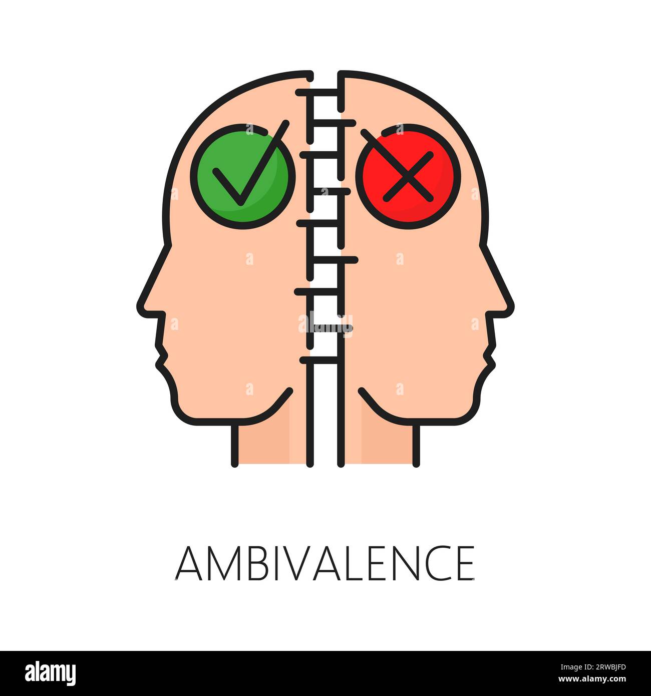 Ambivalence psychological disorder problem, mental health. Vector ...