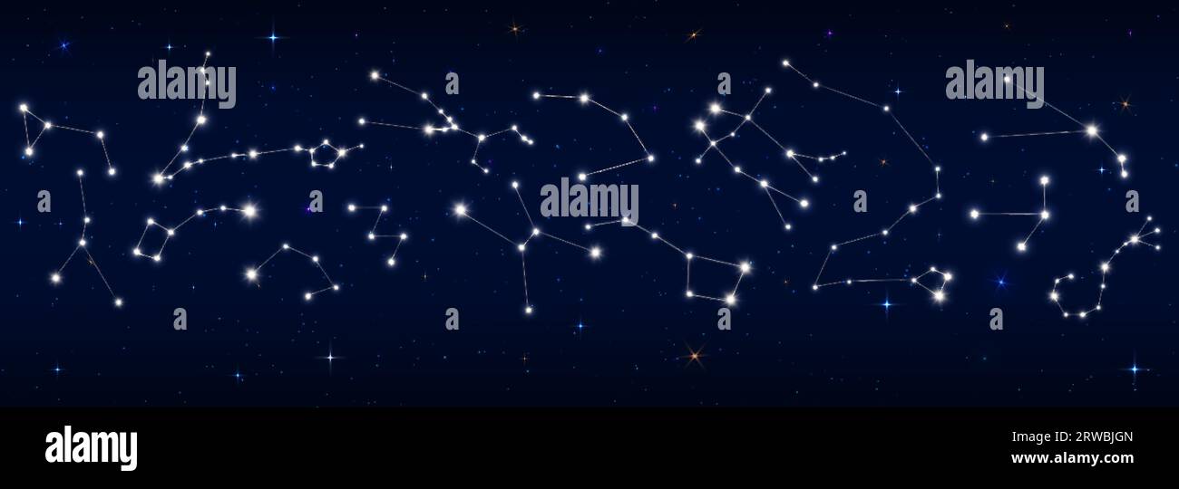 Stars constellation border and night sky map for astronomy or astrology ...