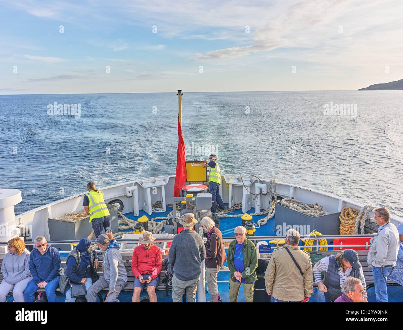 Passengers on the Scillonian III ferry during its crossing of the ...