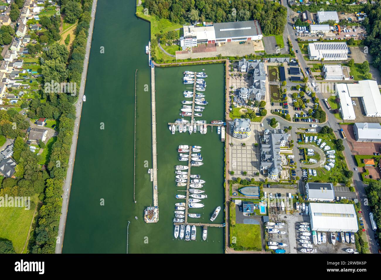 Aerial view, marina Marina Rünthe at Datteln-Hamm canal, Rünthe ...