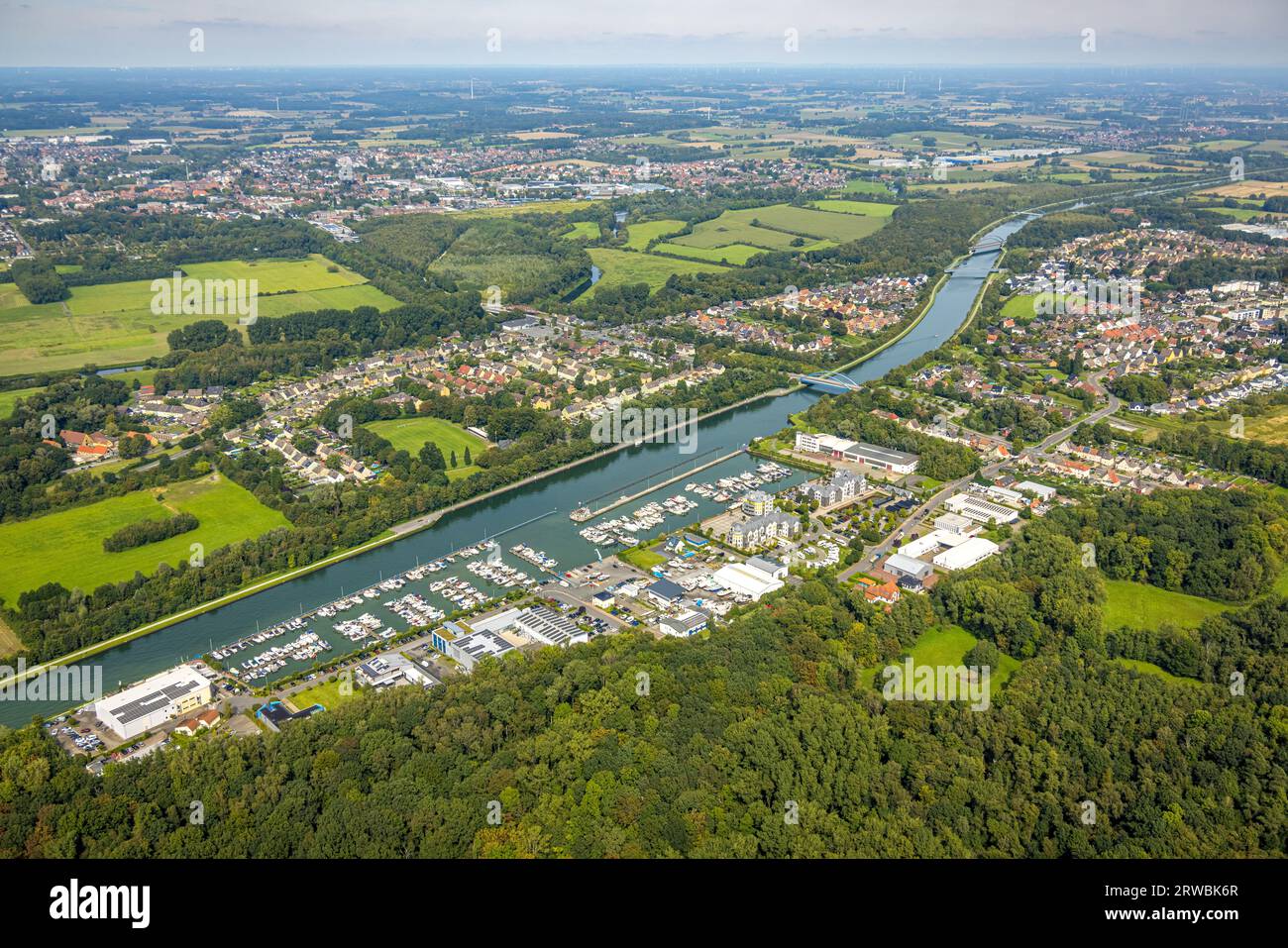 Aerial view, marina Marina Rünthe at Datteln-Hamm canal, Rünthe ...