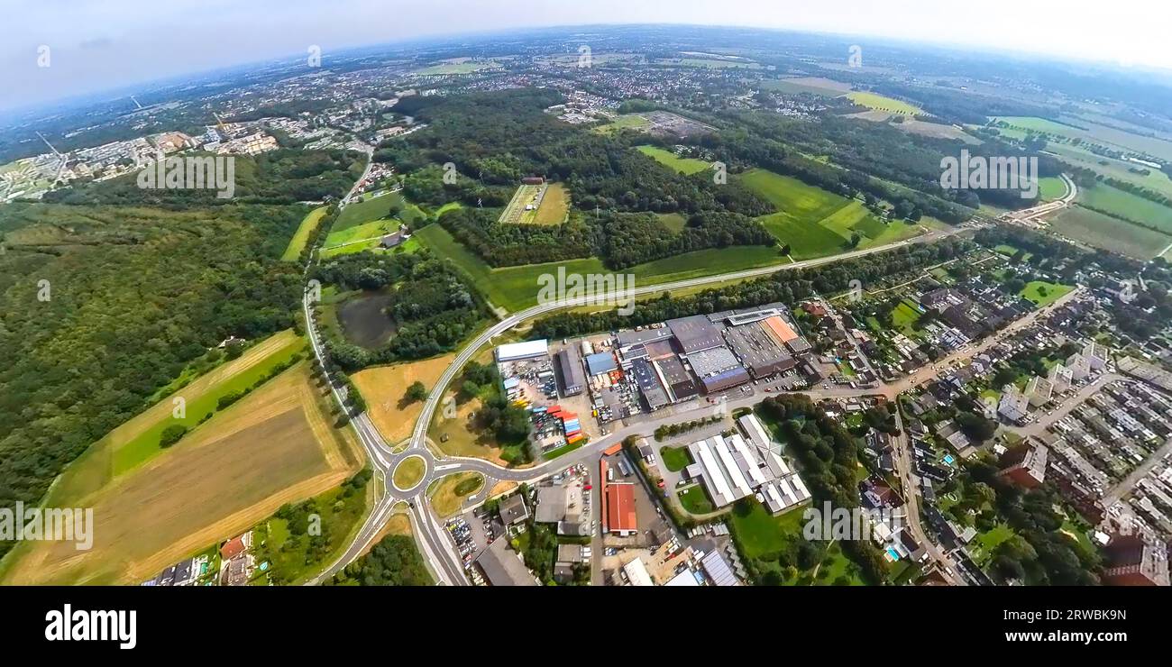 Aerial view, new traffic circle of the route for the L821n bypass ...