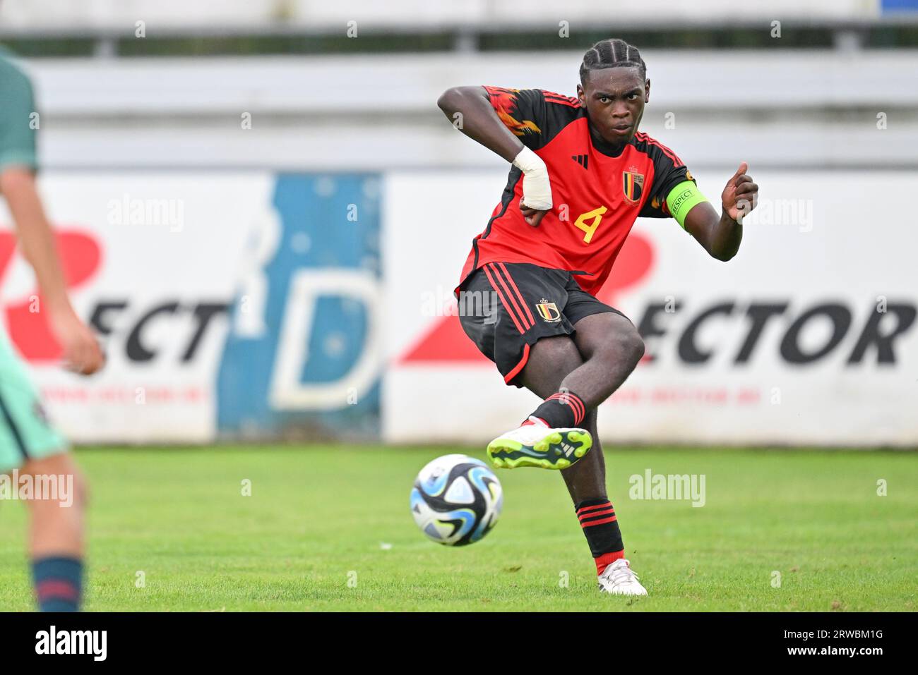 Jorthy Mokio (4) of Belgium pictured during a friendly soccer game ...