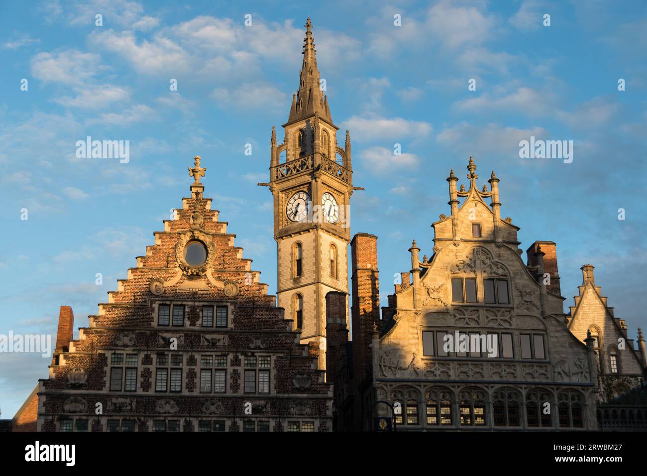 Clock tower of Ghent, Belgium Stock Photo - Alamy