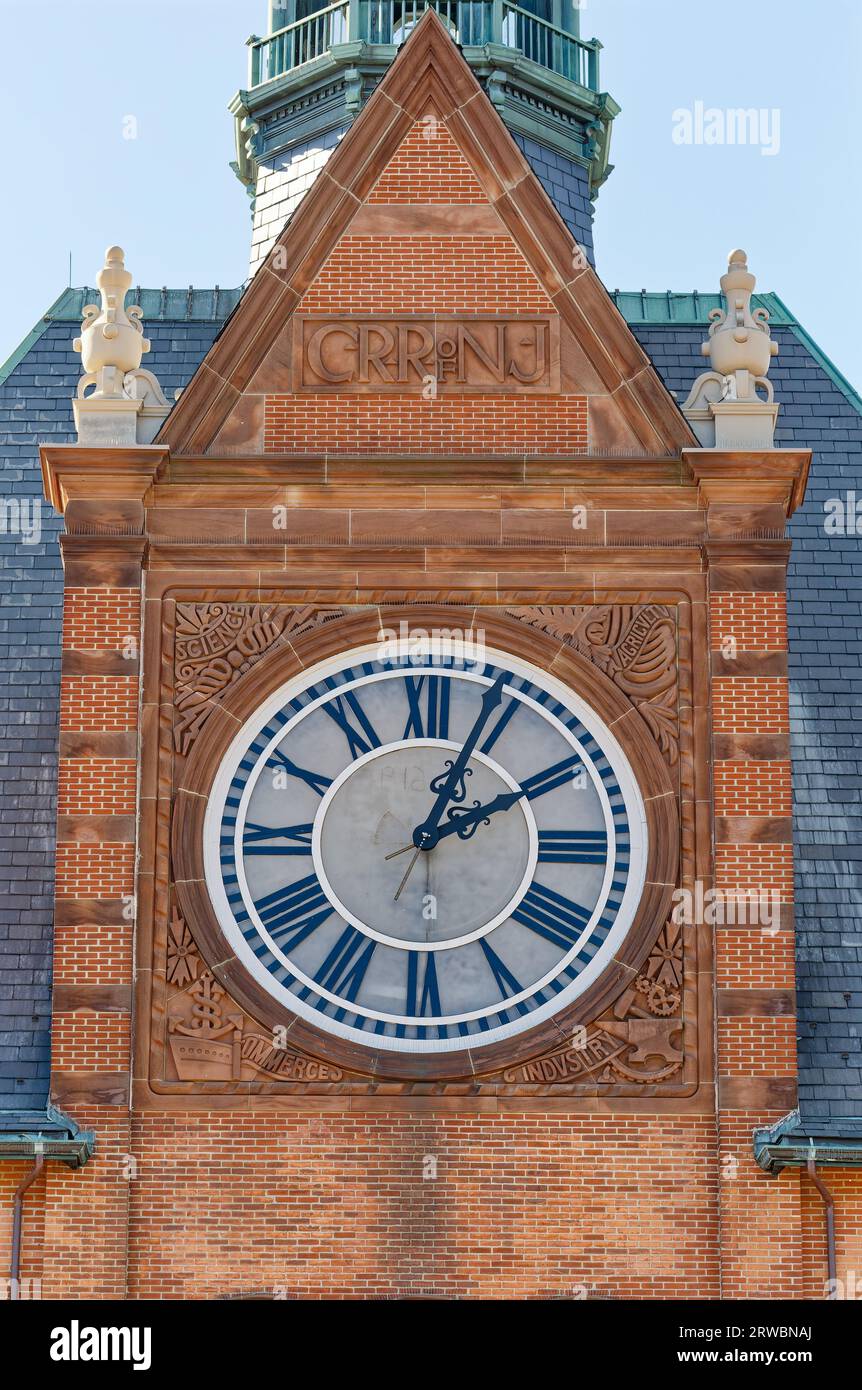 Central Railroad of New Jersey Terminal: Detail, clock tower Stock ...