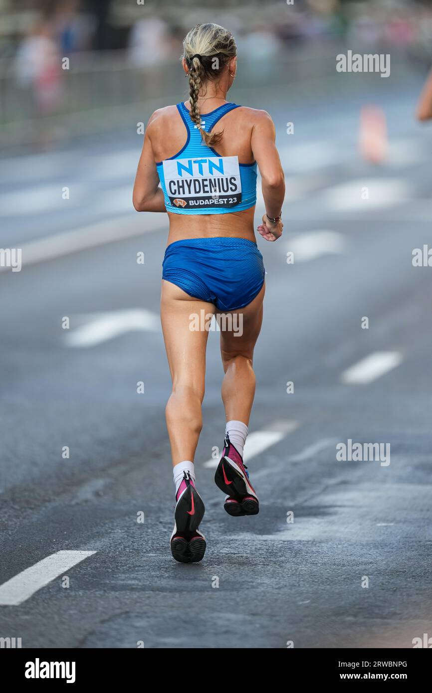 Nina Chydenius participating in the marathon at the World Athletics ...