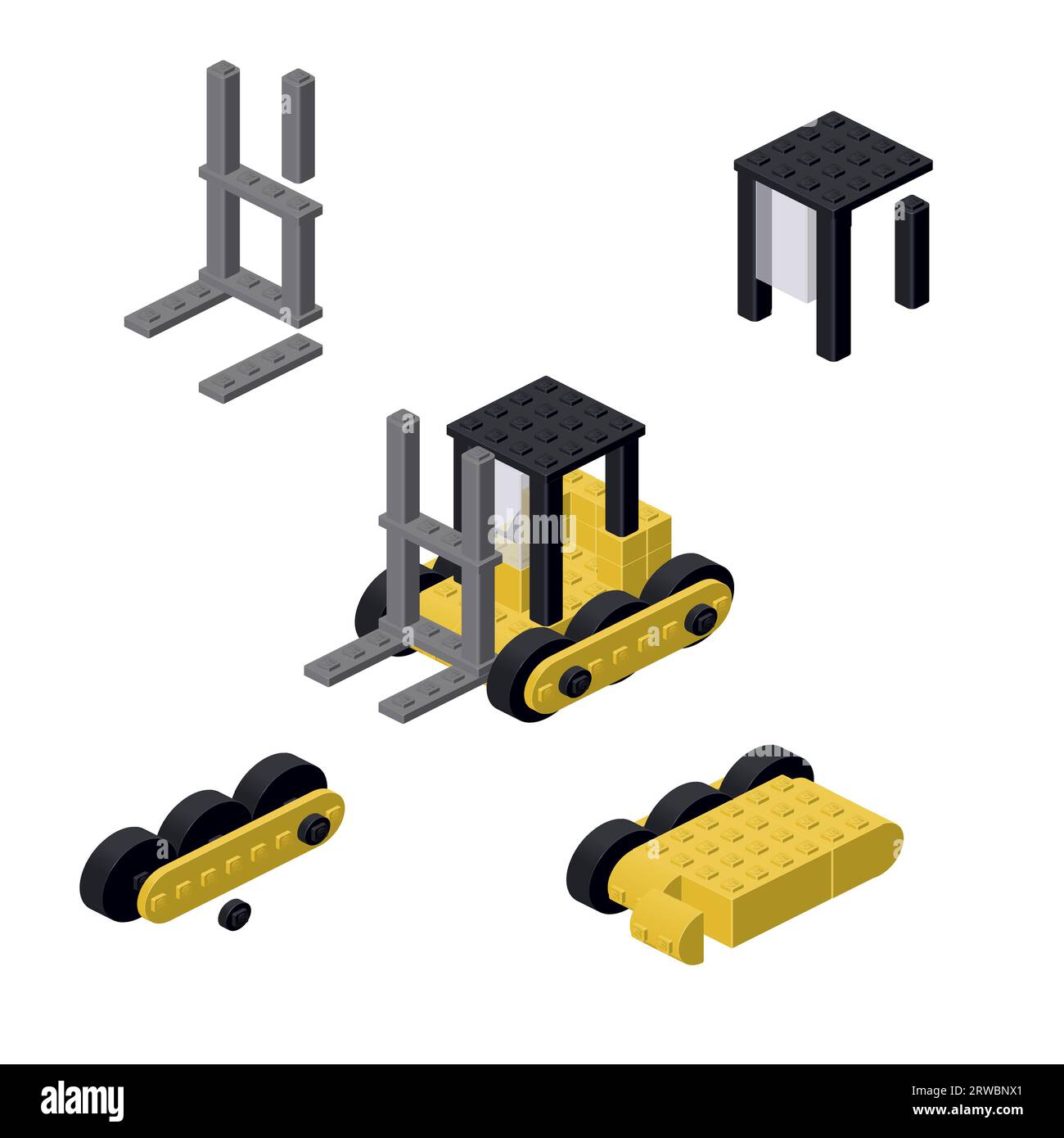 Concept with forklift in isometric style for printing and design.Vector ...