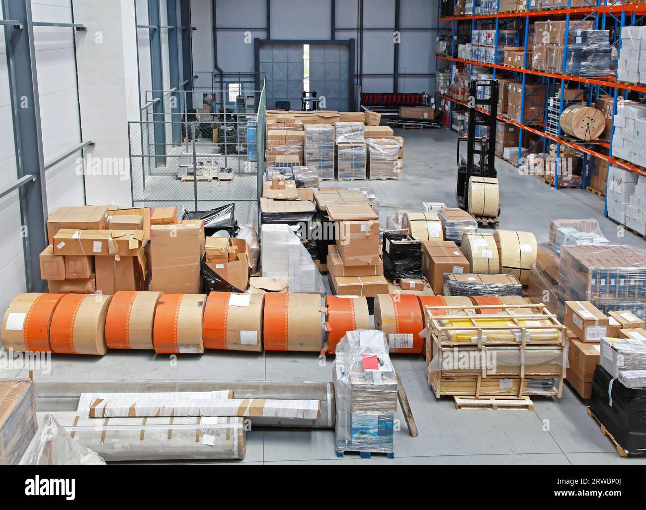 Cable Coils Reels Storage at Distribution Warehouse Floor Stock Photo ...