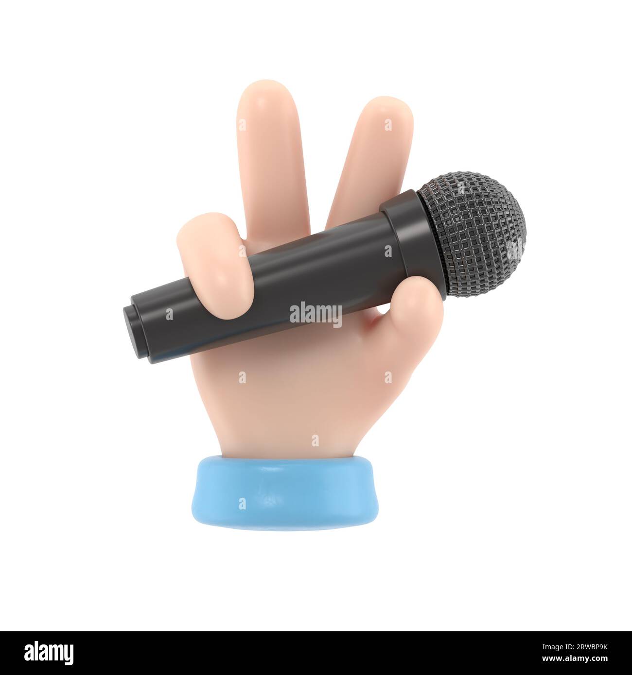 Cartoon Gesture Icon Mockup.Cartoon hand holding microphone and showing ...