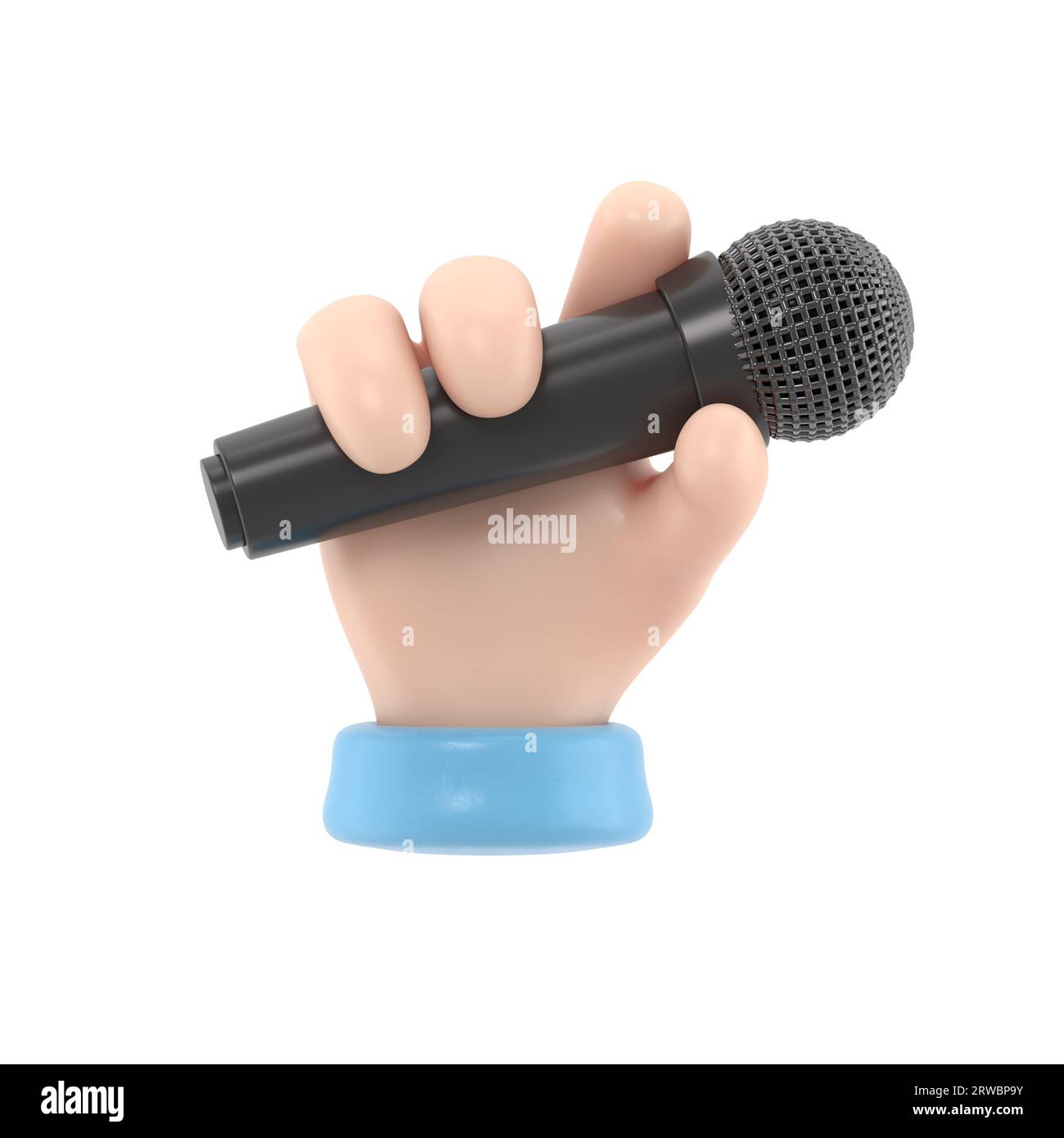 Cartoon Gesture Icon Mockup.Cartoon hand holding microphone.3D ...