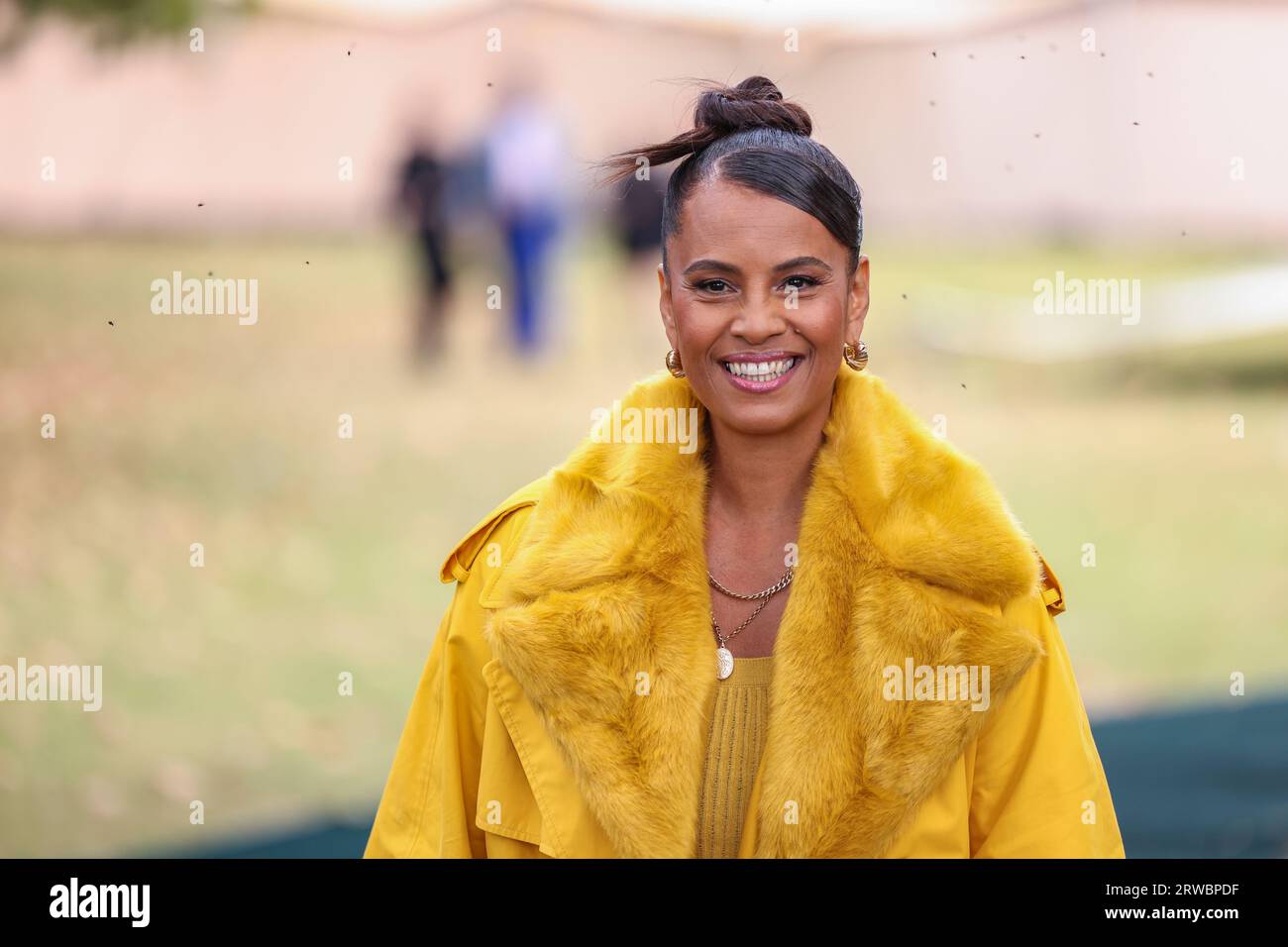 Neneh Cherry poses for photographers upon arrival at the Burberry Spring Summer 2024 fashion ...