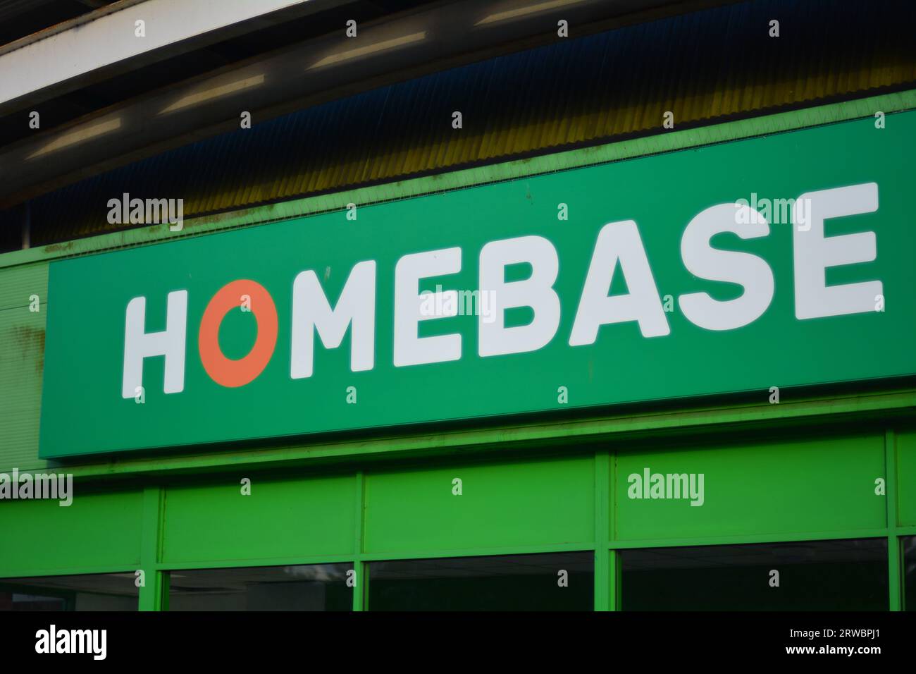 Homebase DIY and gardening store sign UK Stock Photo - Alamy